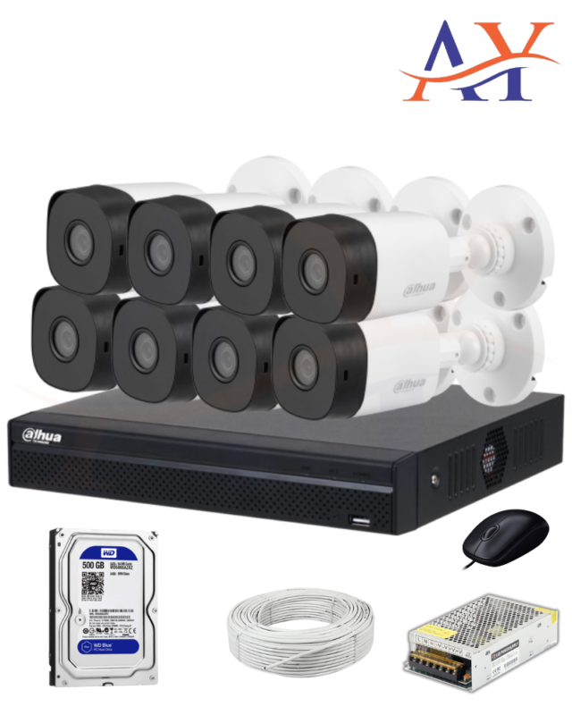 8 Analog Cameras 2 Megapixel CCTV Camera Package Dahua - AY Tech Solutions